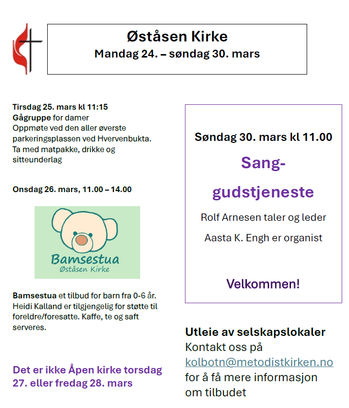 Helgenytt 21. mars 2025 - Metodistkirken i Norge